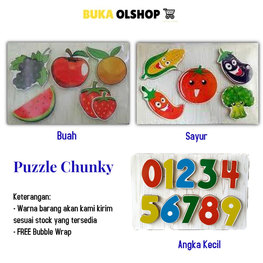 Jual Mainan Kayu Puzzle Buah Sayur Angka Chunky Puzzle Timbul | Shopee ...