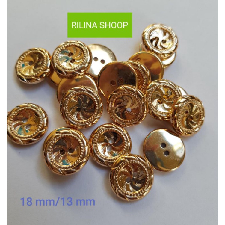 Jual Kancing kipas motif gold diameter 13 mm/15mm/18 mm kancing gepeng ...