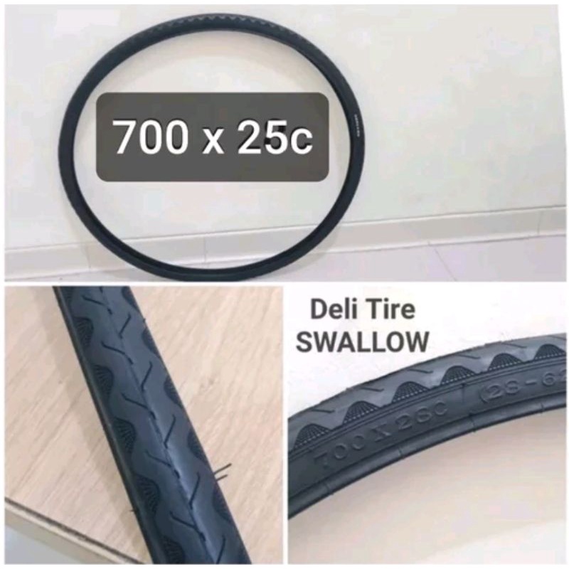 Jual Ban luar Tire Swallow 700 x 25 c tire 700c x 25c swallow deli tire sepeda balap road bike ...