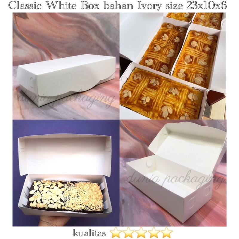 Jual Classic White Box Kotak Kue Putih Ivory ukuran 23x10x6 box ...