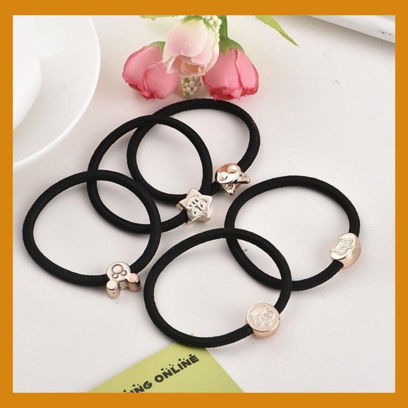 Jual Ikat Rambut Hitam Elastis Fashion Korea Karakter | Shopee Indonesia