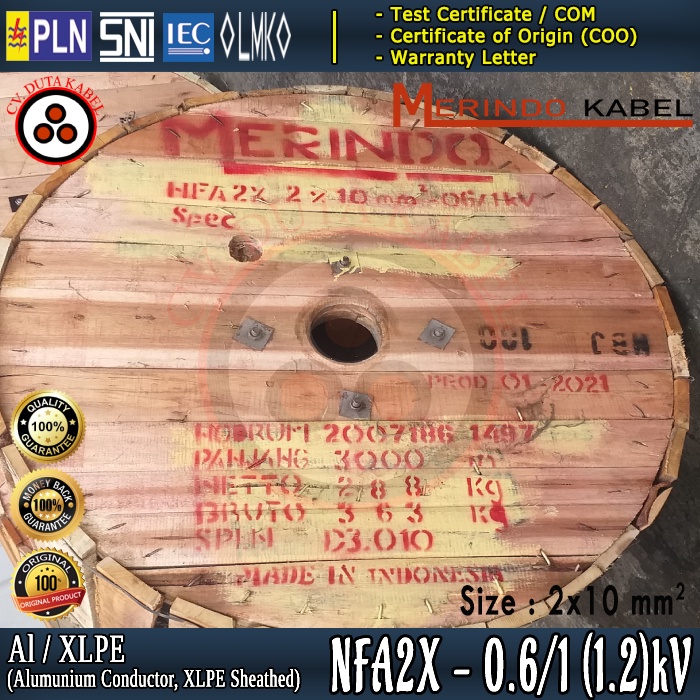 Jual Kabel NFA2X 2x10 mm2 MERINDO /Twisted Cable/Kabel Udara/Kabel TC ...