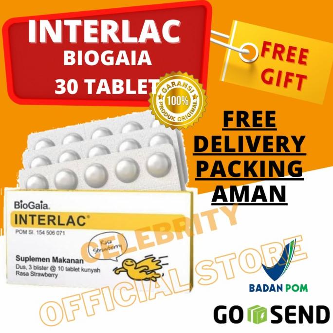 Jual INTERLAC PROBIOTIC TABLET ISI 30 TABLET RASA STRAWBERRY BIOGAIA ...