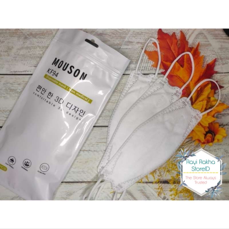 Jual Mouson KF94 Putih isi 10 pcs / Masker KF94 mouson 4 ply model 3D ...