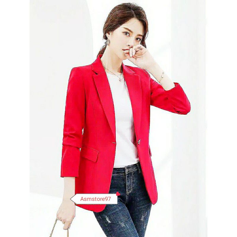 Jual Jas Cewe Merah/Jas Kerja Wanita/Jas Wanita Size Jumbo | Shopee ...
