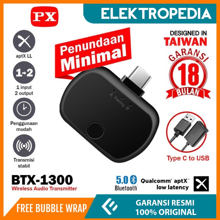 Jual PX - Bluetooth Transmitter Audio USB Type C 5.0 HD stereo BTX1300 | Shopee Indonesia