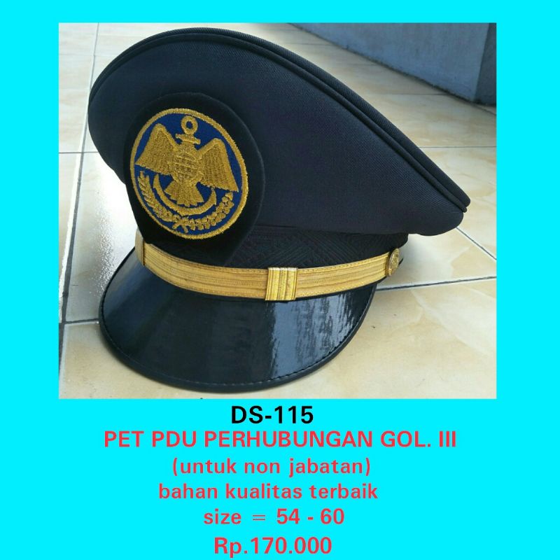 Jual pet pdu perhubungan golongan 3 staf topi pet dishub golongan 3 ...
