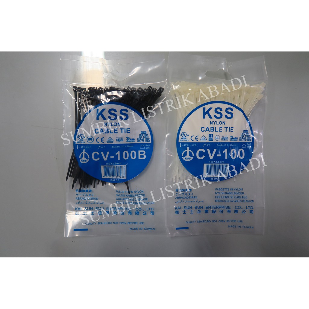 Jual KSS Cable Tie / Kabel ties / pengikat kabel 10 cm KSS CV 100 isi ...