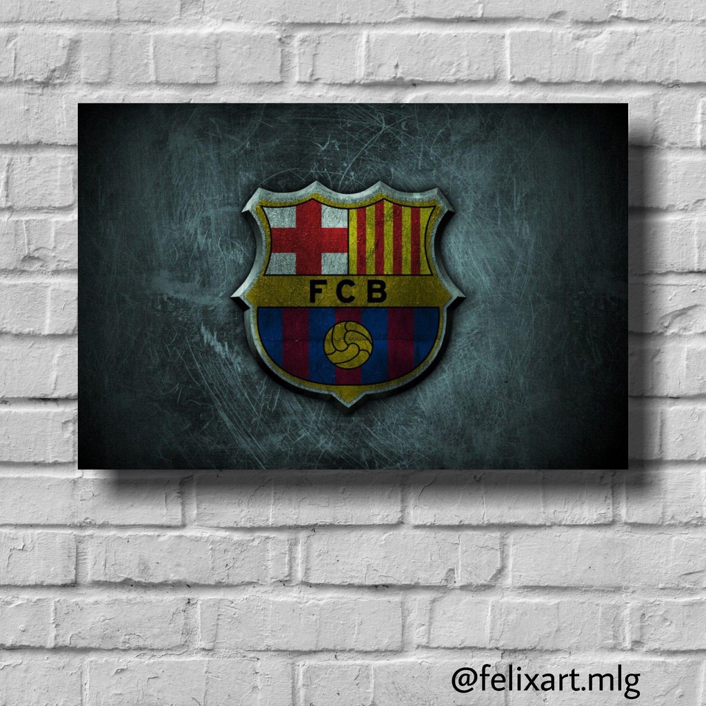 Jual Wall Decor Sporty Barcelona FC Sepak Bola Poster kayu Hiasan ...