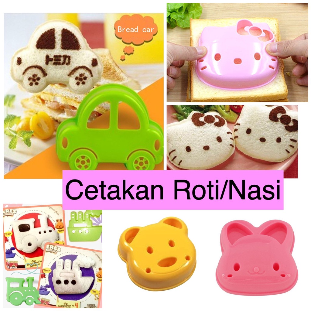 Jual Cetakan roti nasi karakter hello kitty beruang mobil sandwich rice ...