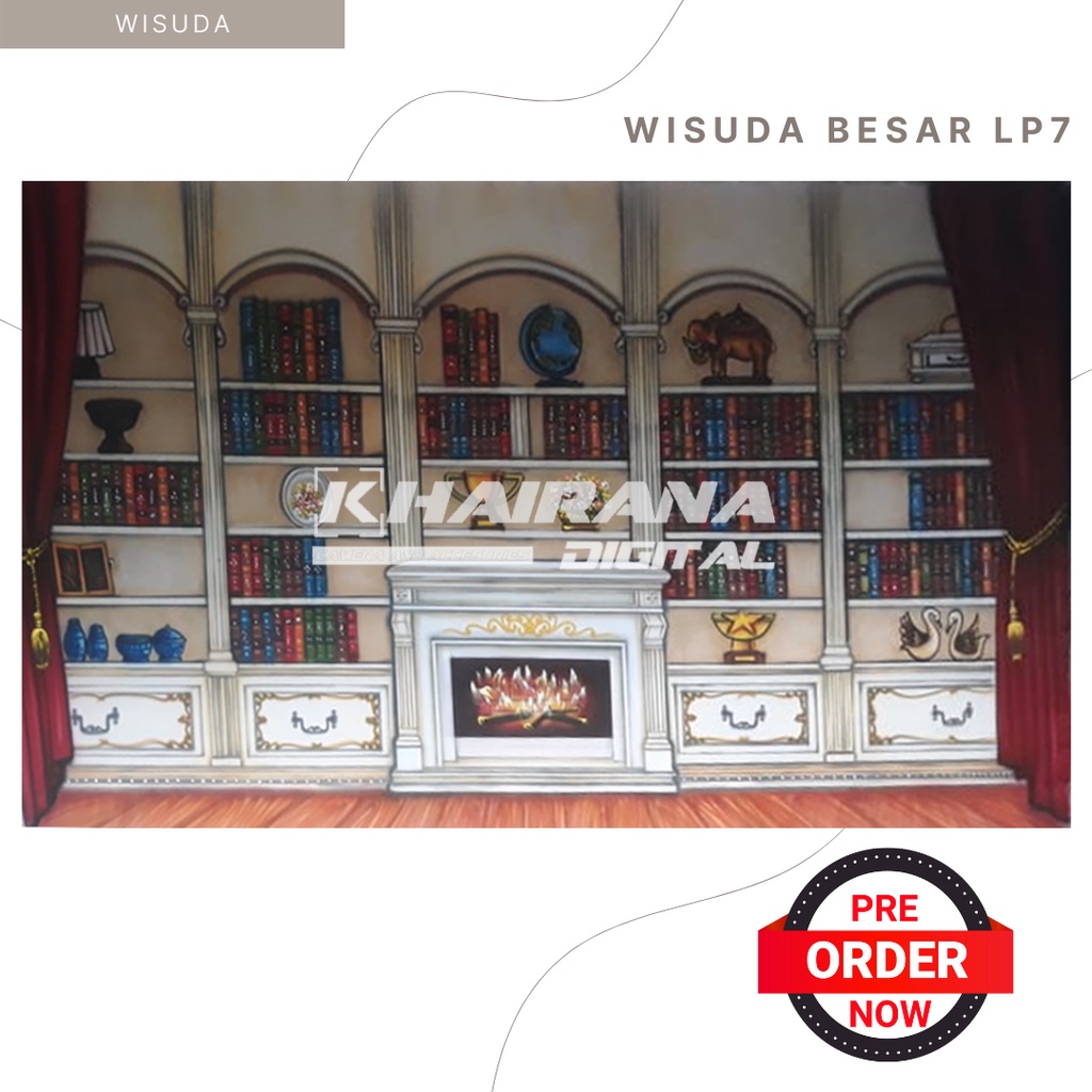 Jual Background Backdrop Layar latar Foto Wisuda rak buku Gorden Besar ...