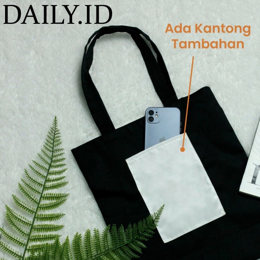 Jual TOTEBAG HITAM POLOS BAHAN KANVAS (ADA KANTONG) 35x40 cm | Shopee Indonesia
