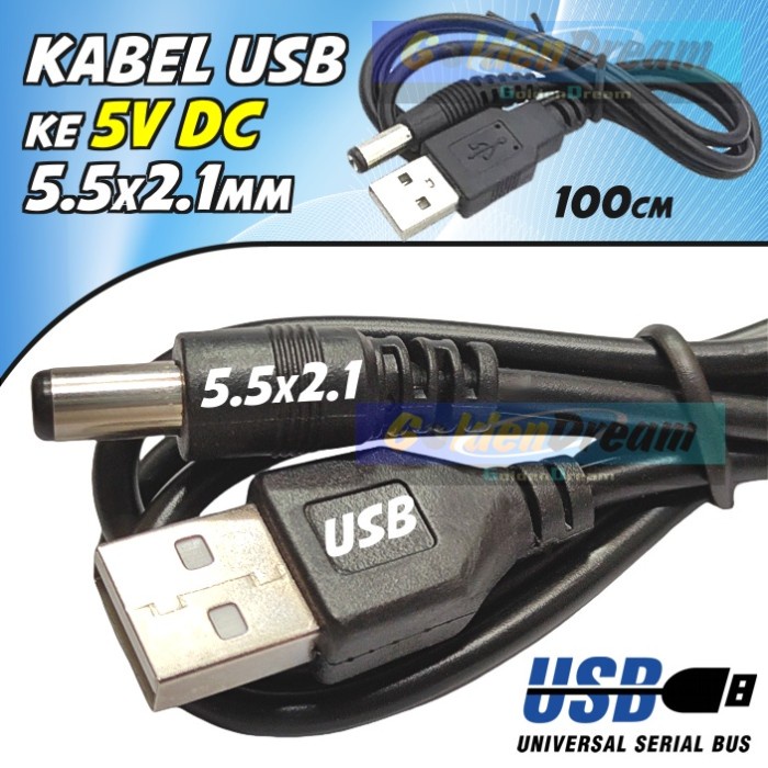 Jual Kabel Konverter USB Port ke 5v Jack DC 5.5mm Adapter Converter ...