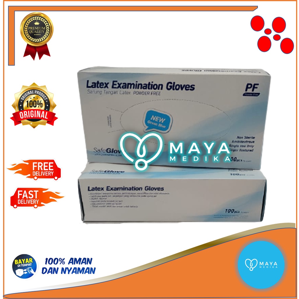 Jual Handskun Safe Glove Latex Biru(Non powder) | Shopee Indonesia