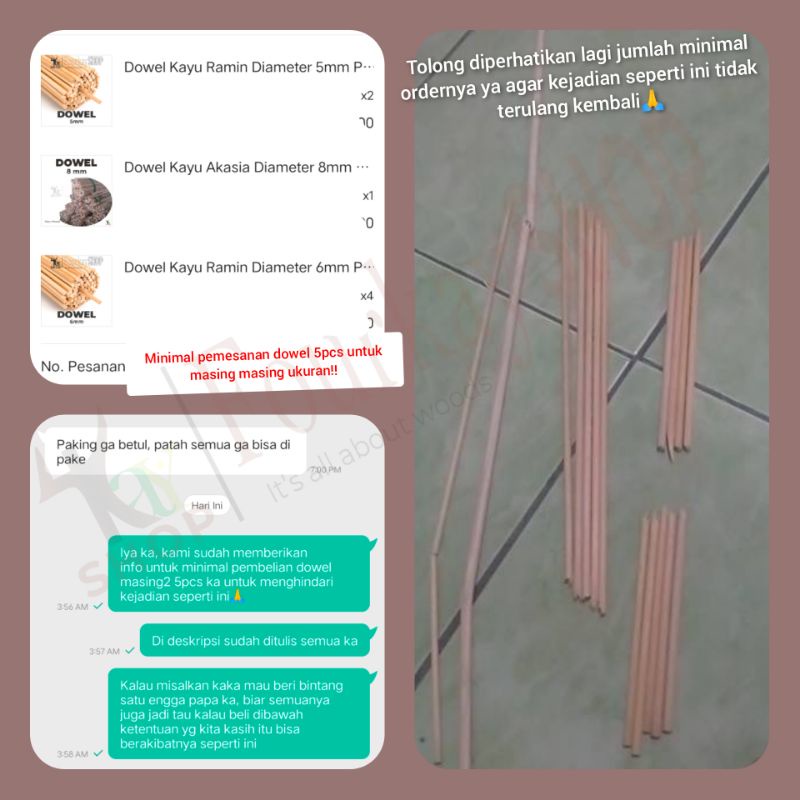 Jual Dowel Kayu Ramin Diameter 6mm Panjang 30cm Stik Kayu Murah ...