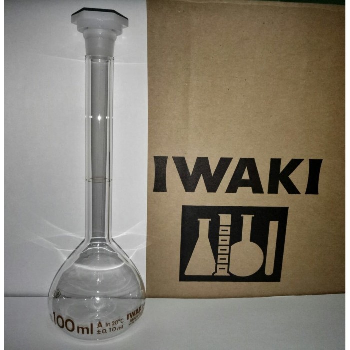 Jual Labu Ukur IWAKI 100mL - Volumetric Flask with Plastic Stopper 100 mL | Shopee Indonesia