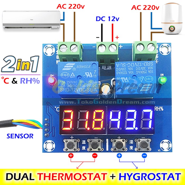 Jual Dual Thermostat Hygrostat Control Pengatur Suhu Kelembaban Humidity | Shopee Indonesia