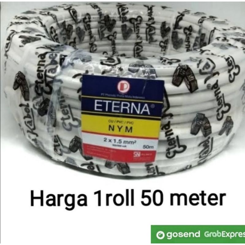 Jual Kabel Listrik Nym 2x1.5 Eterna Harga 1roll 50M | Shopee Indonesia