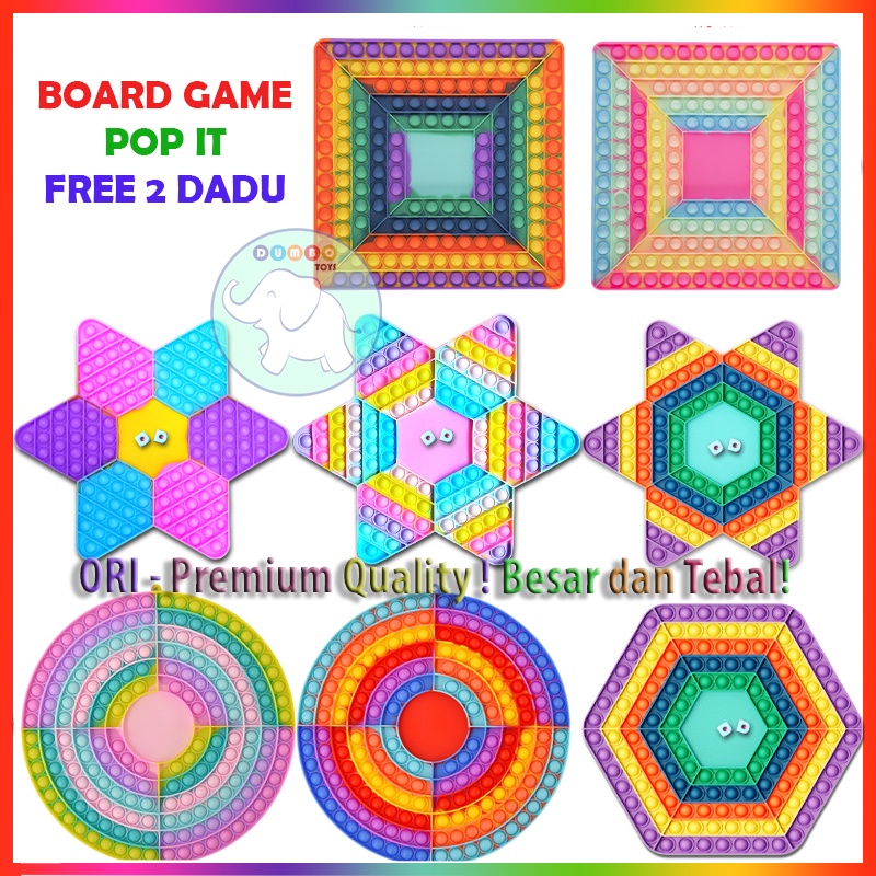 Jual Pop It Board Game Star Bulat Kotak Besar Battle Free Dadu Rainbow ...