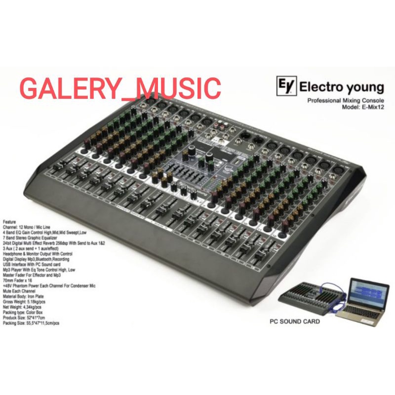 Jual Mixer Audio Electro Young Emix 12 Original 12 Channel | Shopee ...