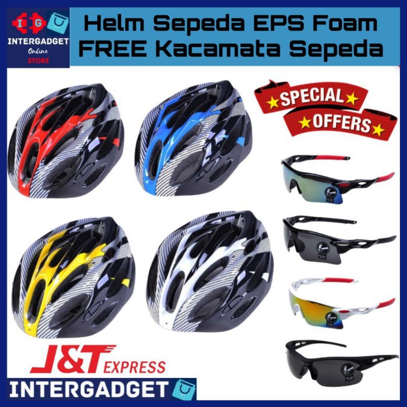 Jual Helm Sepeda EPS Foam PVC Shell FREE Visor dan Kacamata Sepeda ...