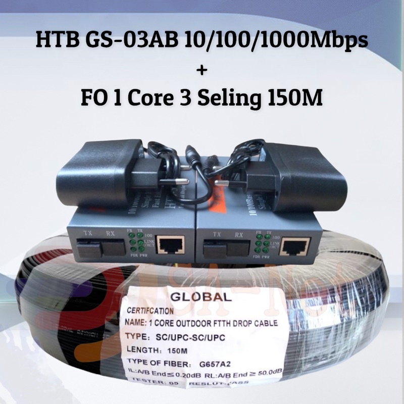 Jual PAKET MEDIA CONVERTER & KABEL FIBER OPTIK GLOBAL PRECON 1 CORE 3 ...