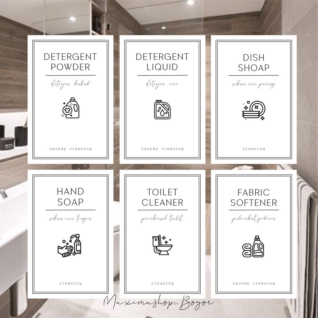 Jual Stiker Label Botol Sabun Deterjen Perlengkapan Kamar Mandi Anti ...