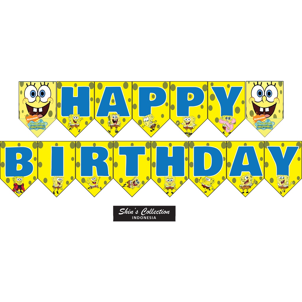 Jual Banner bunting flag garland happy birthday ulangtahun Spongebob ...