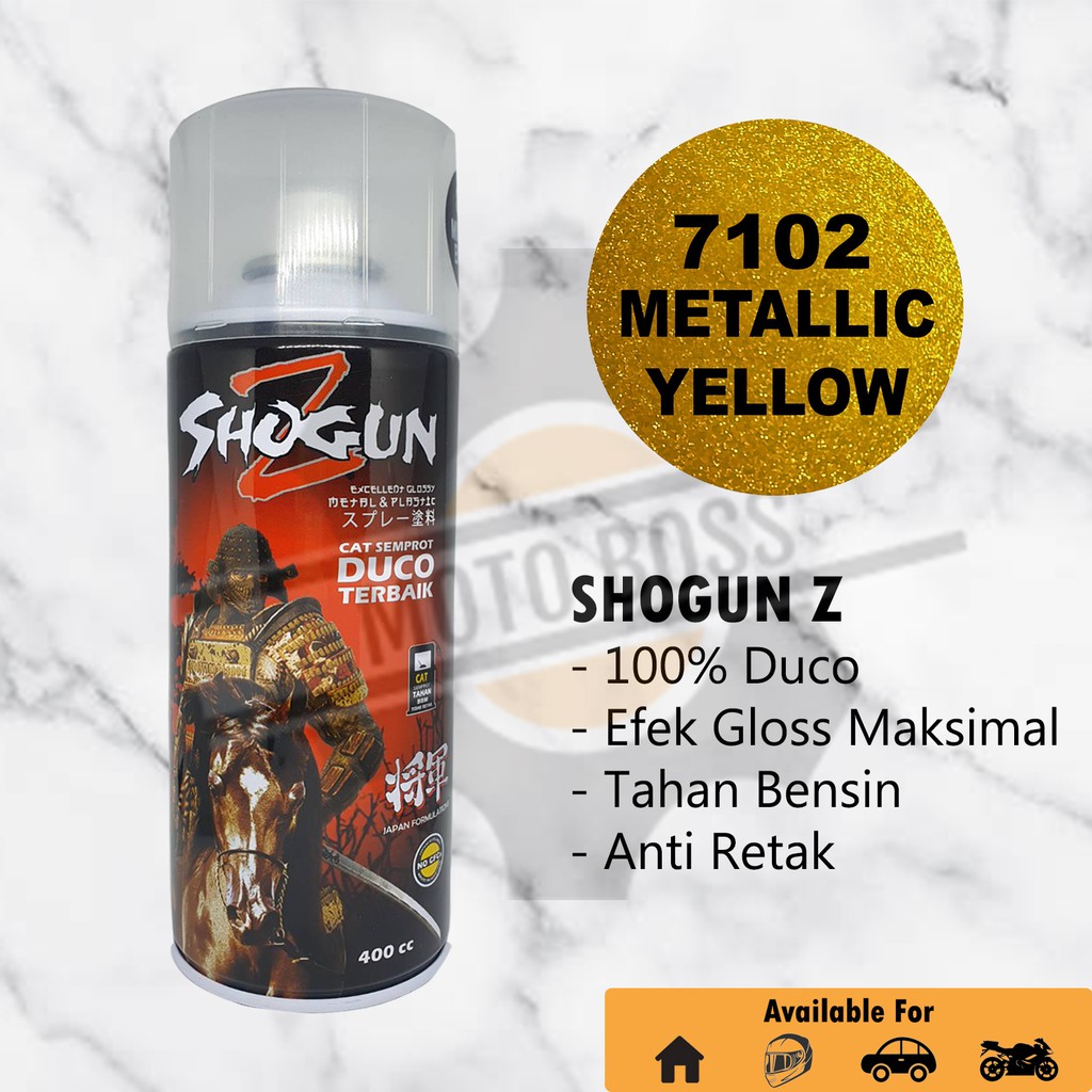 Jual Cat Semprot Shogun Z Metallic Yellow 7102 - PILOK PILOX | Shopee ...