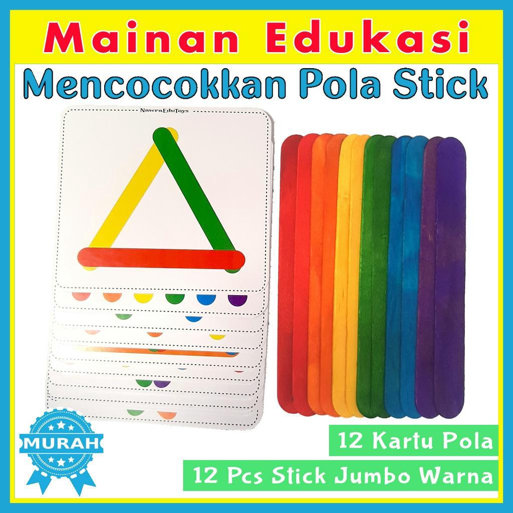 Jual mencocokkan POLA STIK JUMBO, montessori stick pattern, permainan ...