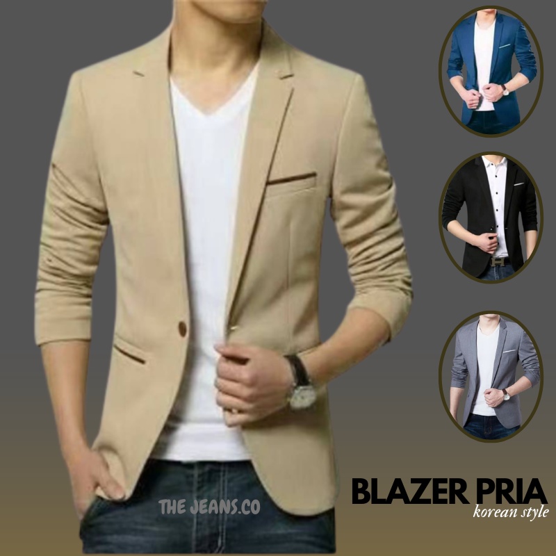 Jual Jas Pria Korean style Premium/ Blazer Cowok Remaja Kekiniaan/ Jas ...