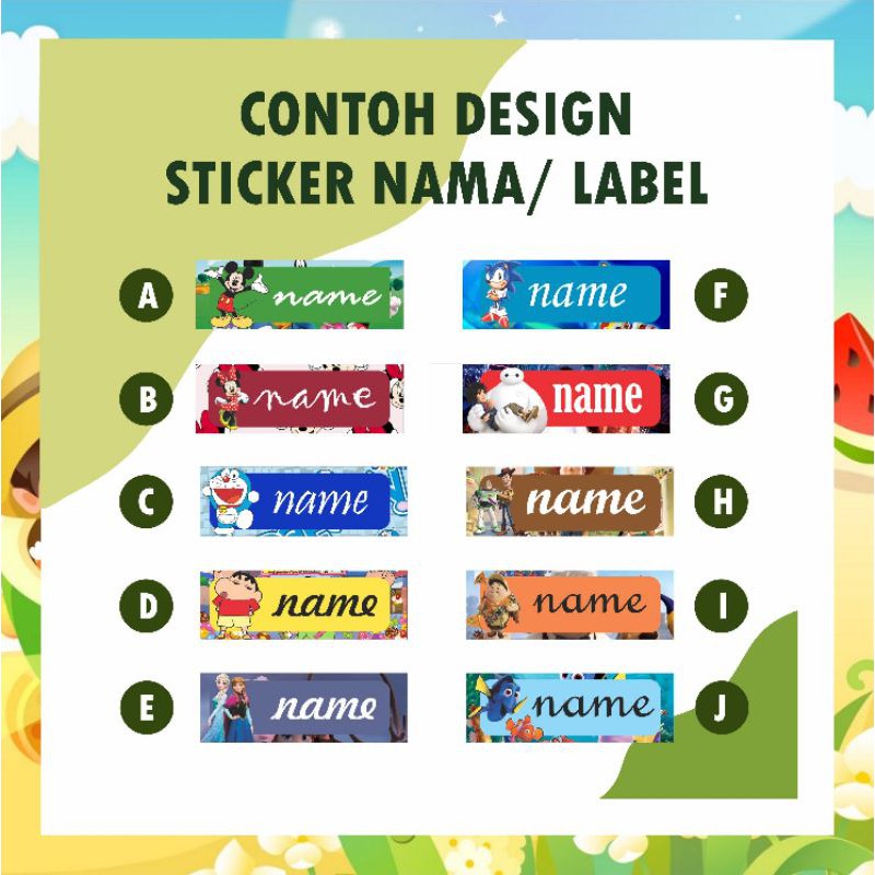 Jual Cetak Sticker Nama/ Label | Custom Stiker Label Nama / Label Motif ...