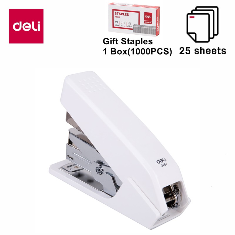 Jual DELI Effortless Stapler 24/6 26/6 25 Sheets Capacity Half Full Strip Power Saving Staplers ...