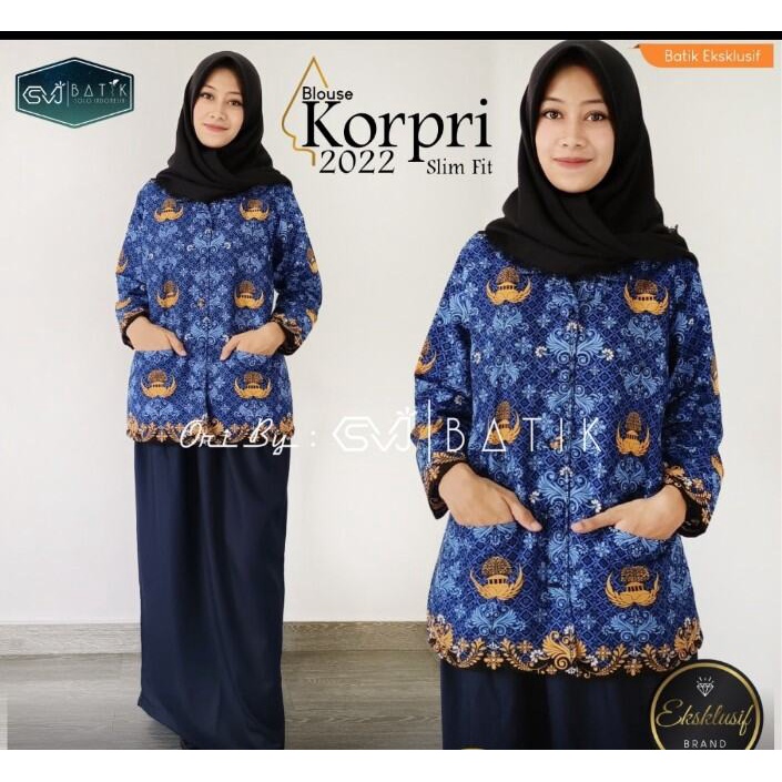 Jual SERAGAM KORPRI WANITA TERBARU 2022 LAPIS FURING / BAJU KORPRI WANITA FULL FURING BAHAN ...