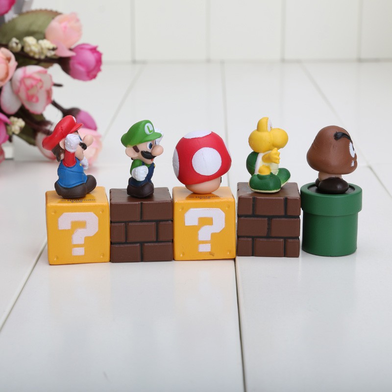 Jual 5 pcs Figure Super Mario Bros Luigi Jamur Mainan Pajangan Hiasan ...