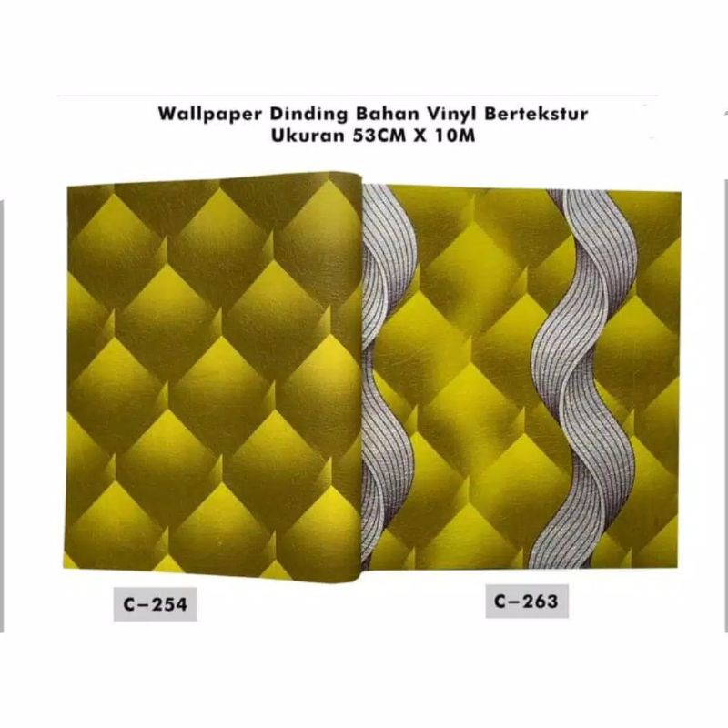 Jual Wallpaper dinding bahan vinyl motif 3D warna kuning | Shopee Indonesia