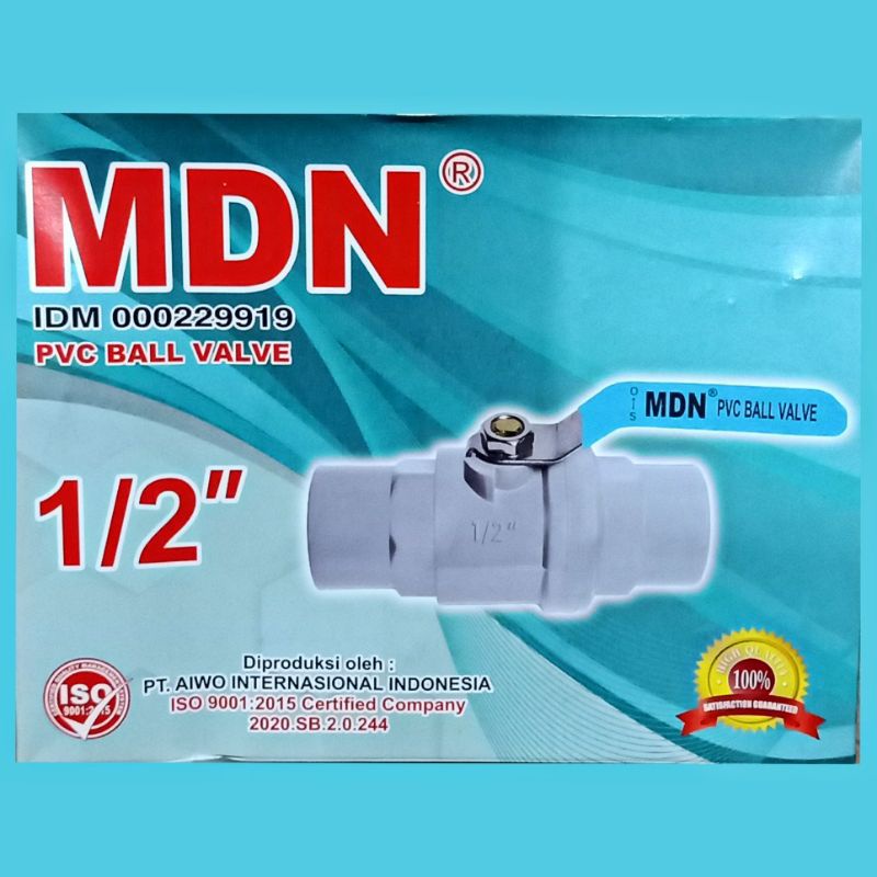 Jual stop kran ball valve pvc MDN 1/2 " gagang besi stainless/ kran stop air | Shopee Indonesia