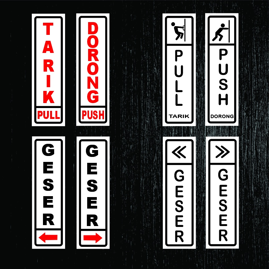 Jual Sticker Waterproof PINTU DORONG TARIK GESER Pull Push | Shopee ...
