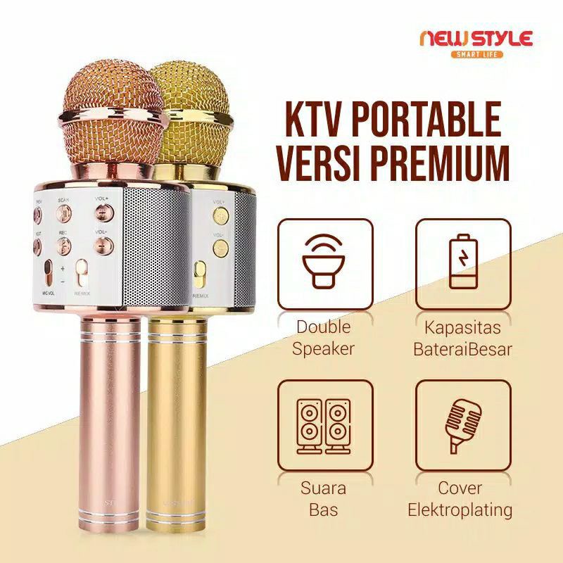 Jual mic karoke bluetooth portabel micrphone ws858 topseller11 | Shopee ...