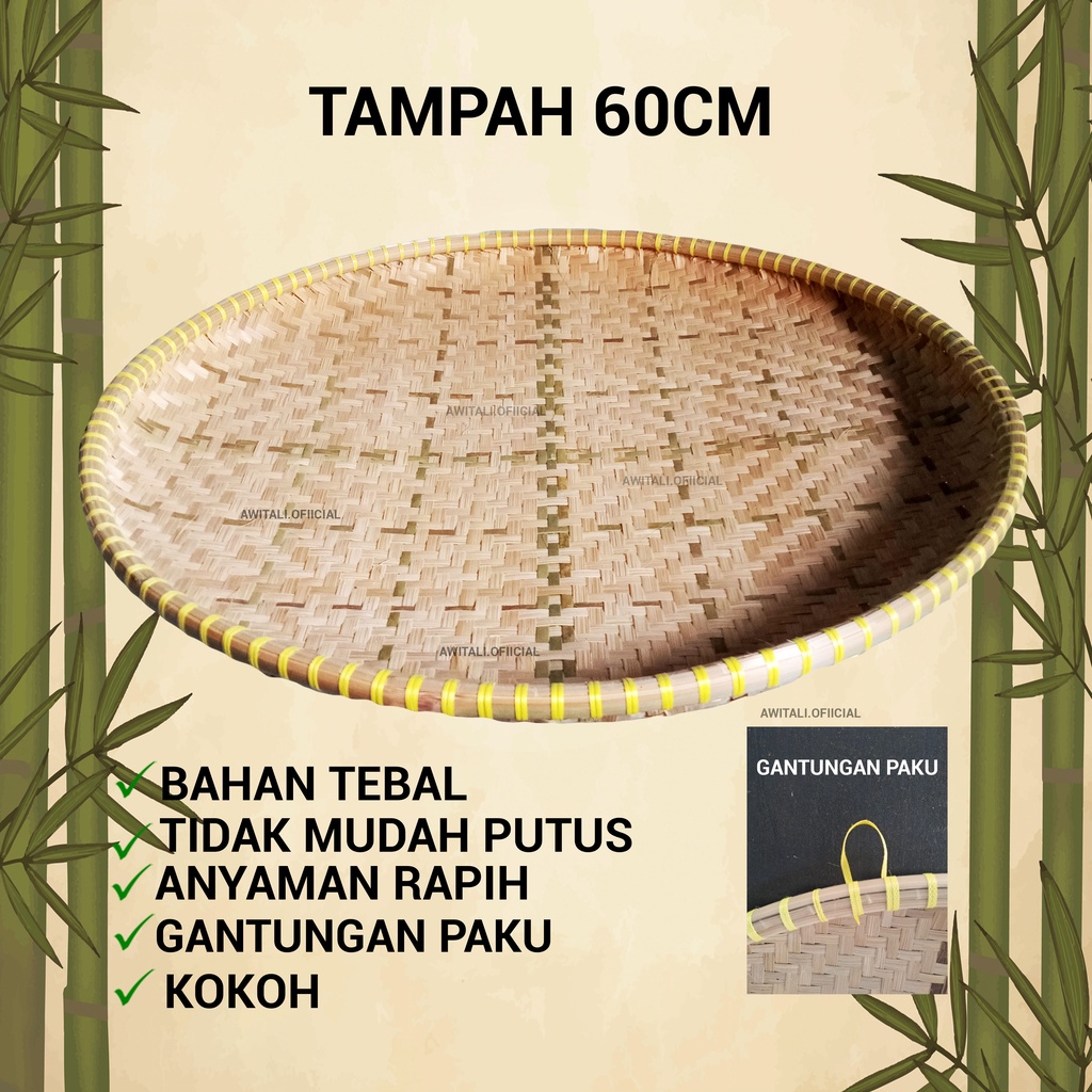 Jual Tray Bambu Nyiru Bambu Besar 50/56/60cm Nampan Bambu Tampi Beras Beda Badang Rotan Bulat ...