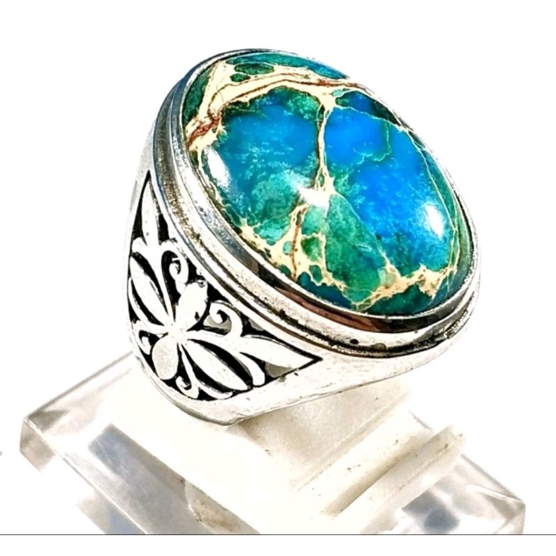 Jual Natural Cincin batu akik pirus Nevada kualitas terbaik dengan ...