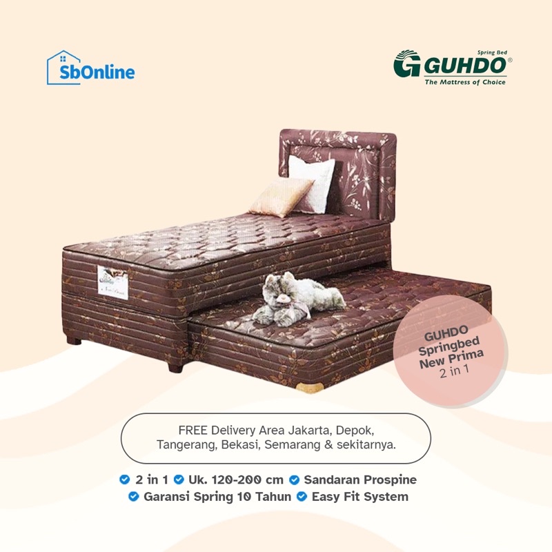 Jual Springbed 2in1 Guhdo New Prima 120x200 Hb Sandaran Prospine | Shopee Indonesia