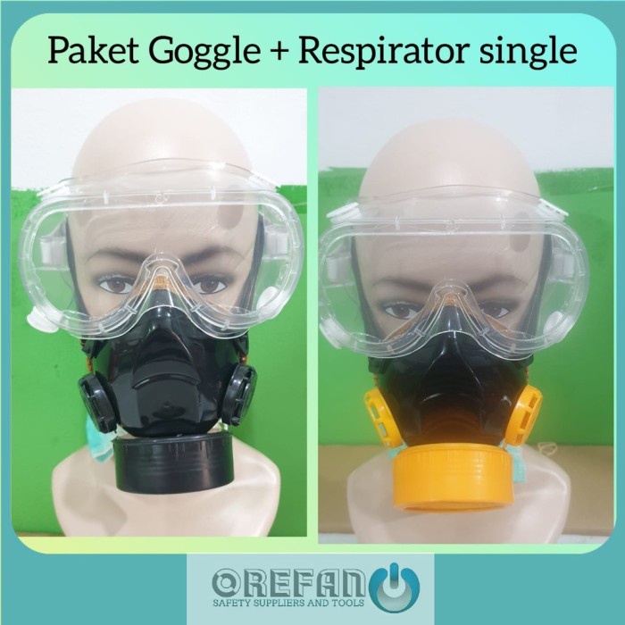 Jual MASKER RESPIRATOR FULL FACE GOGGLE ANTI FOG DAN RESPIRATOR NP305 ...