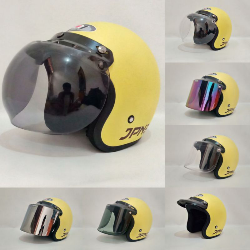 Jual Helm Bogo Retro Jpn kuning lemon dof | Shopee Indonesia
