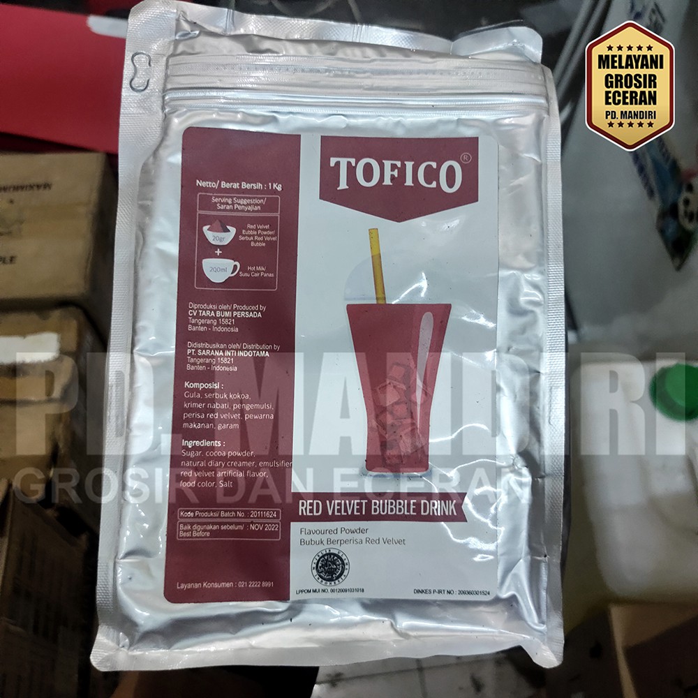 Jual TOFICO POWDER RED VELVET BUBBLE DRINK 1 KG | Shopee Indonesia
