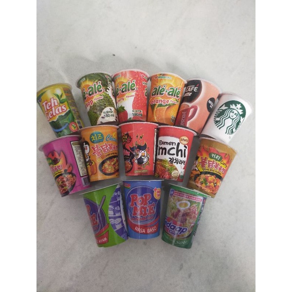 Jual Magnet tempelan kulkas miniatur mie cup/minuman cup/ boba/ mixue ...