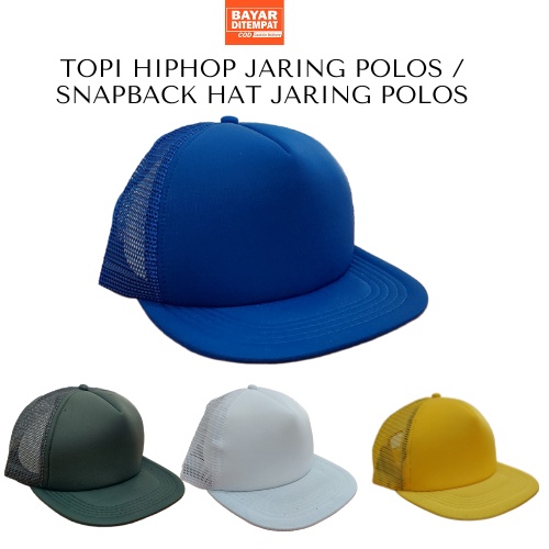Jual Topi Hiphop Jaring Polos / Topi Snapback Jaring Polos Trucker Hat ...