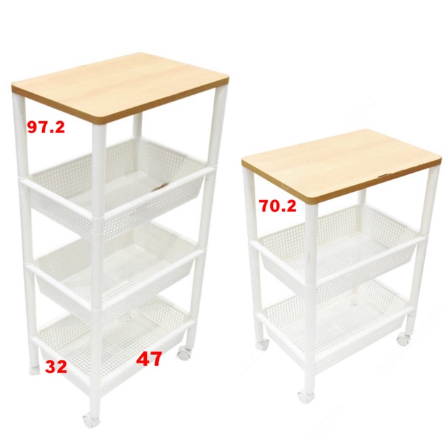 Jual Troli serbaguna Rak Roda INFORMA putih meja kayu | Shopee Indonesia