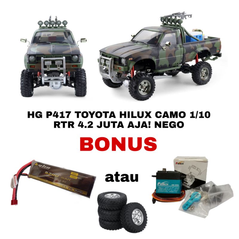 Jual HG P417 TOYOTA HILUX CAMO 1/10 RC CAR 4CH 4WD 4WS 3 SPEED RTR PICKUP TRUCK | Shopee Indonesia