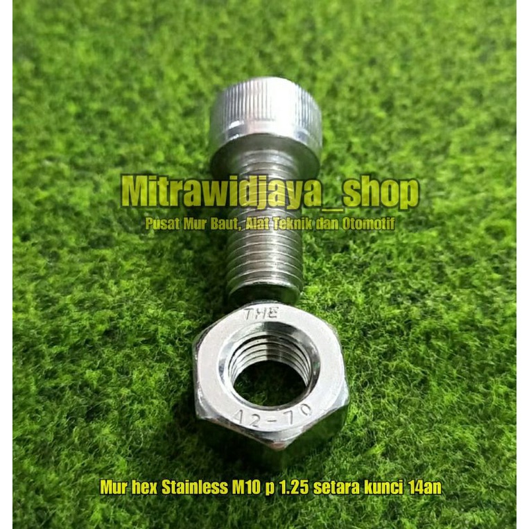 Jual Mur stainless SS304 10mm p 1.25 Hex Nut stainless Mur SS 304 M10 ...